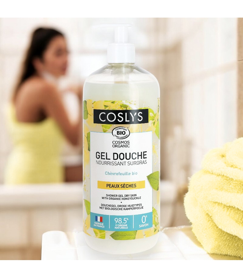 Gel douche nourrissant surgras bio au chèvrefeuille - 1l - Coslys
