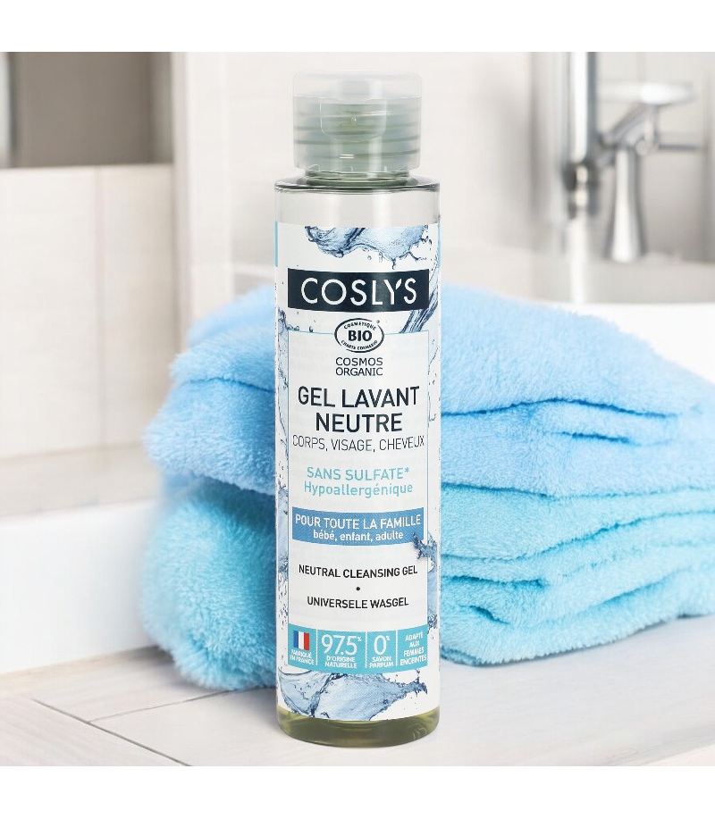 Gel lavant neutre corps, visage, cheveux sans parfum Coslys 100ml