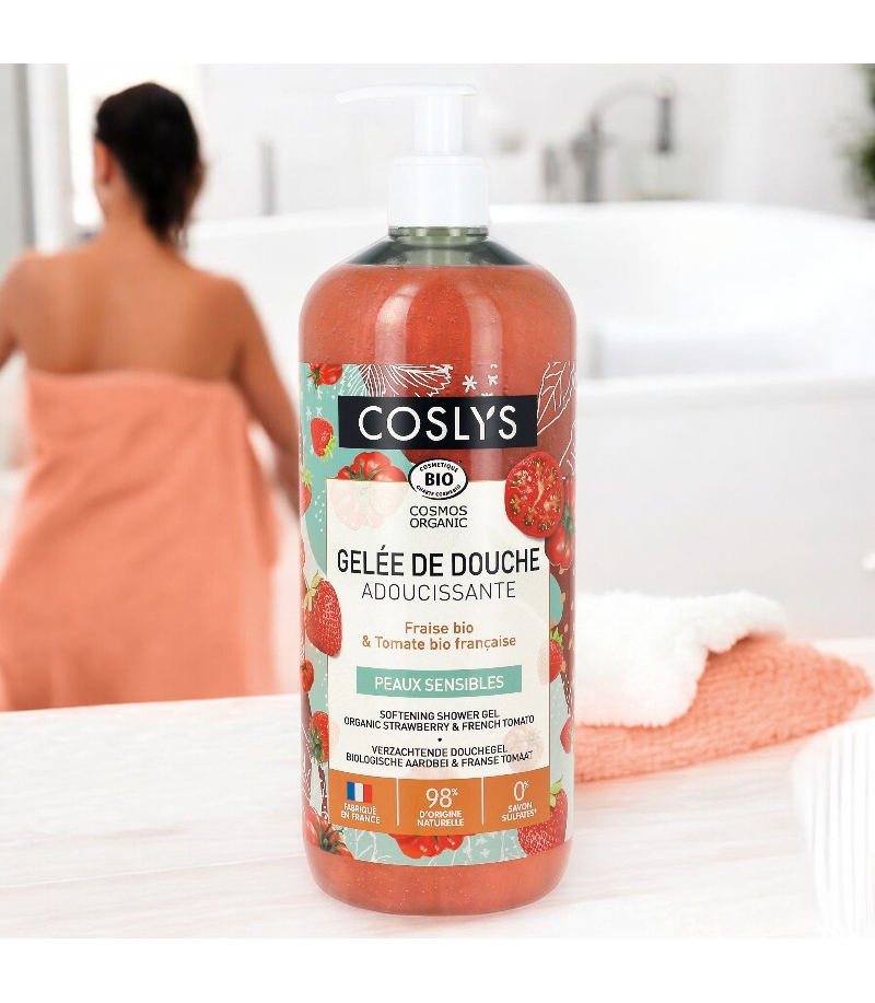 Gelée de douche adoucissante BIO fraise & tomate Coslys 1l