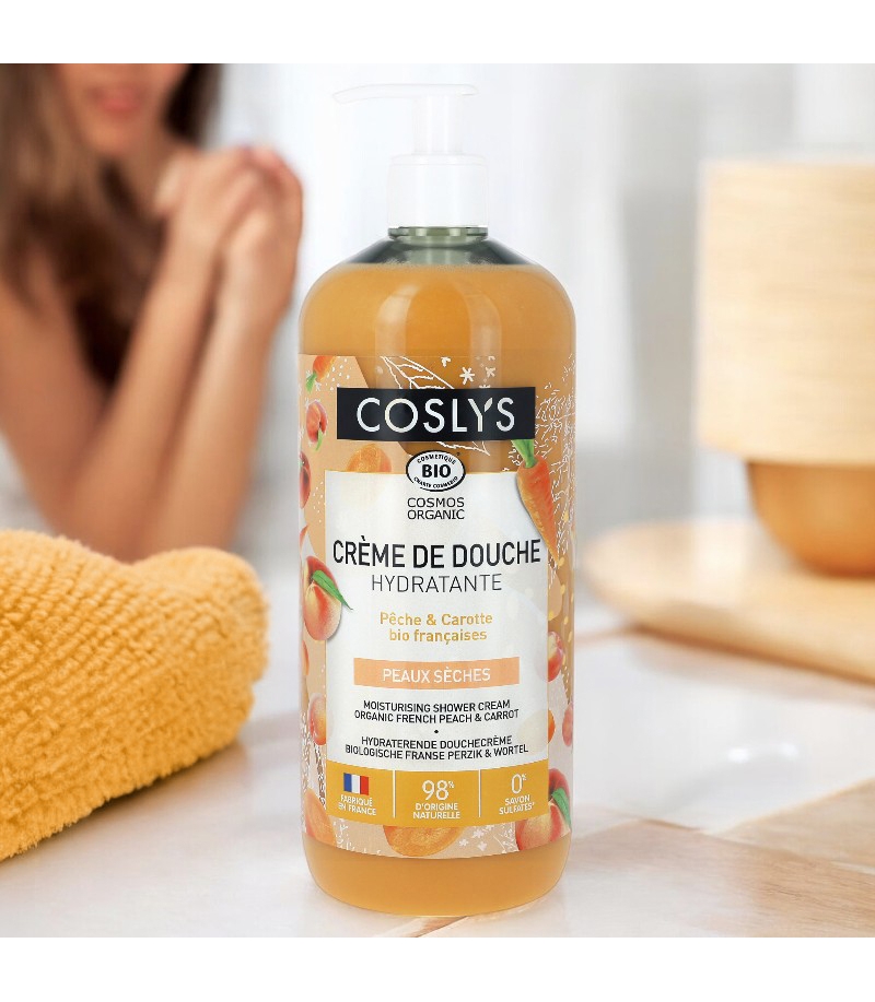 Crème de douche hydratante BIO pêche & carotte Coslys 1l