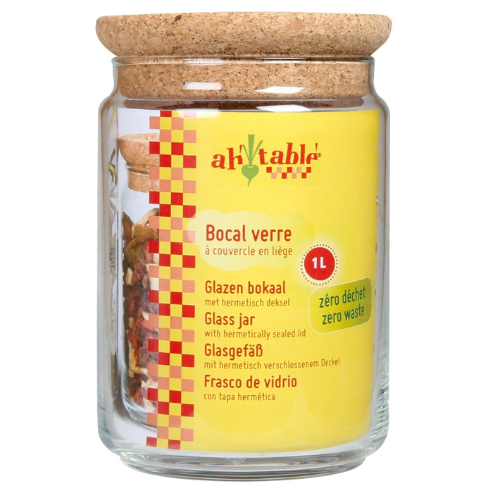 Bocal en verre 1l avec couvercle en liège | Ah table