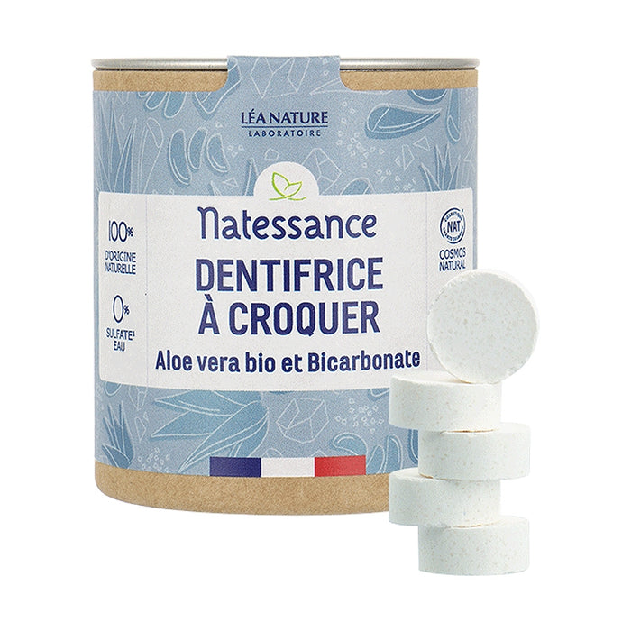 Dentrifice à croquer blancheur bicarbonate 80 pces Natessance