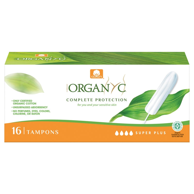 Organyc Super Plus Strong Flow Tampons ohne Applikator, 16 Stück