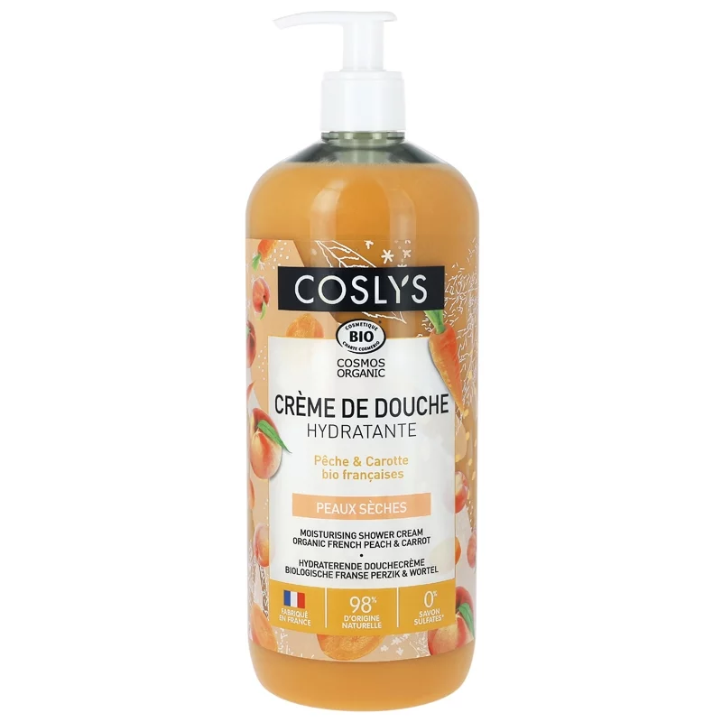 Crème de douche hydratante BIO pêche & carotte Coslys 1l